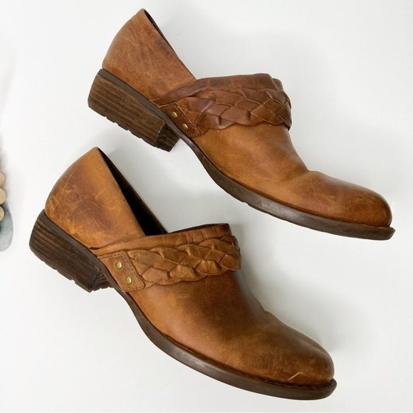 Born | Shoes | Boc Born Cognac Leather Braided Strap Slip On Clog ...